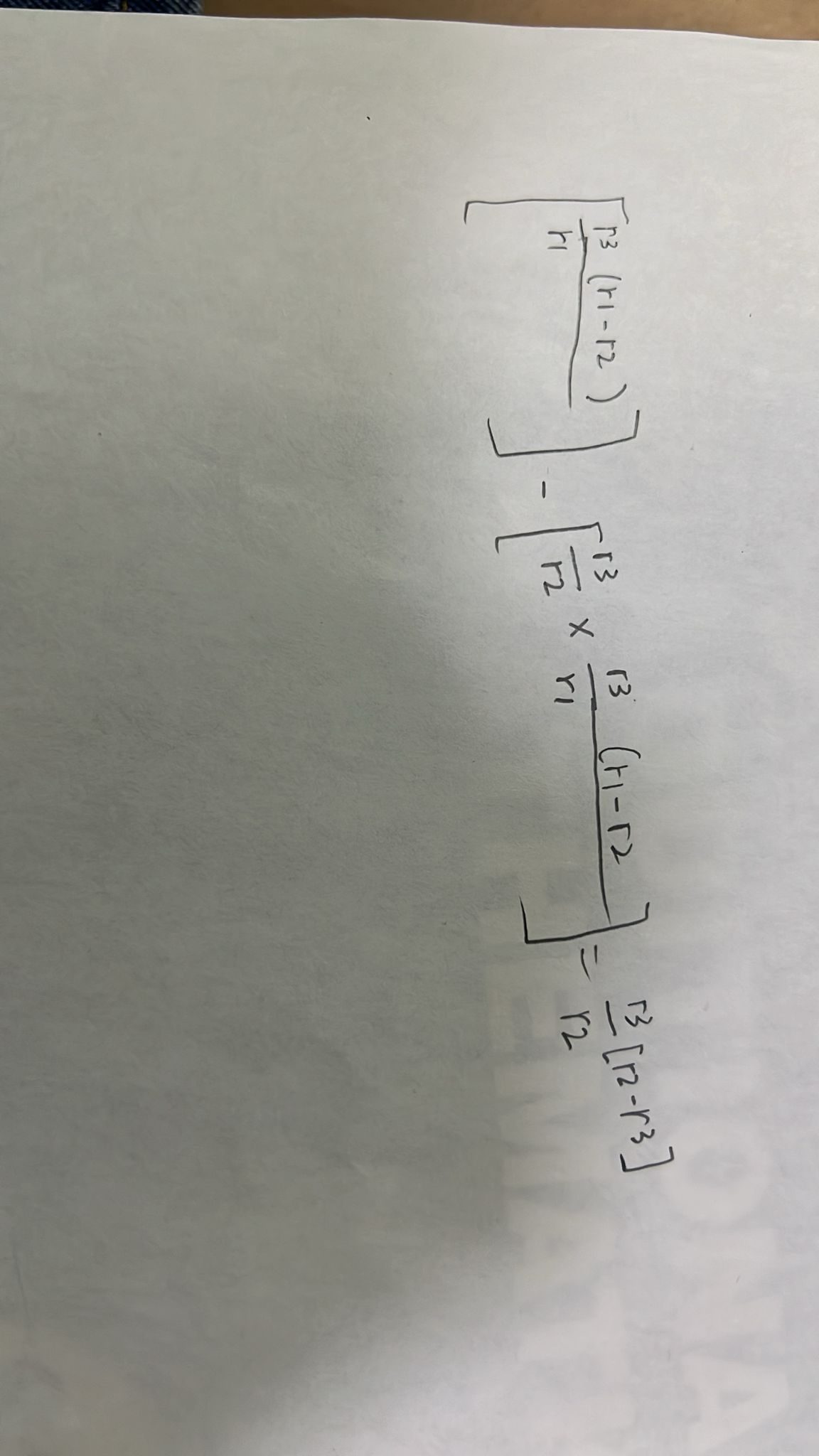 [r1r3(r1−r2)]−[r2r3×r1r3(r1−r2]=r2r3[r2−r3] | Chegg.com