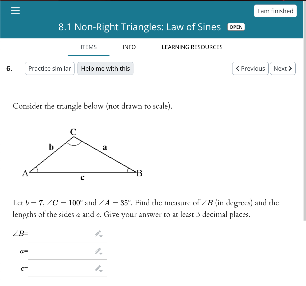 Solved Consider the triangle below (not drawn to scale). Let | Chegg.com
