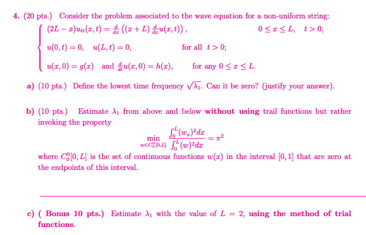 4. (20 pts.) Consider the problem associated to the | Chegg.com