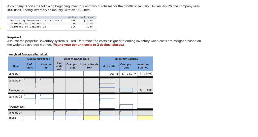 Solved A company reports the following beginning inventory | Chegg.com