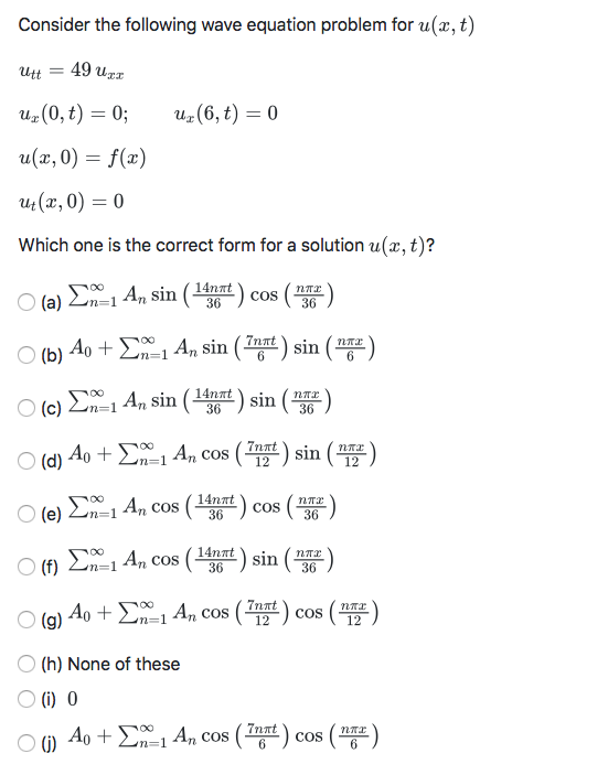 Solved Consider The Following Wave Equation Problem For U X