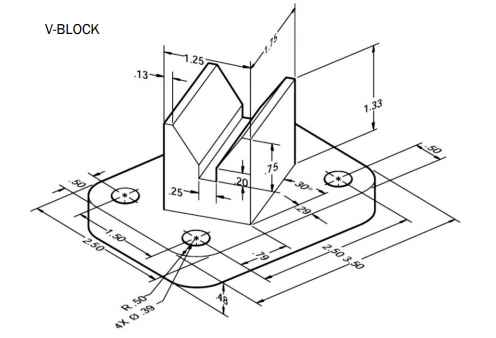Solved Draw only the necessary views of the V-Block, | Chegg.com