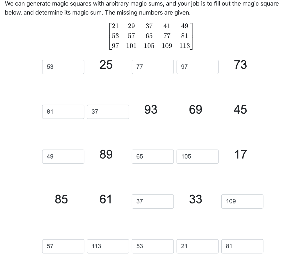 Solved We can generate magic squares with arbitrary magic | Chegg.com