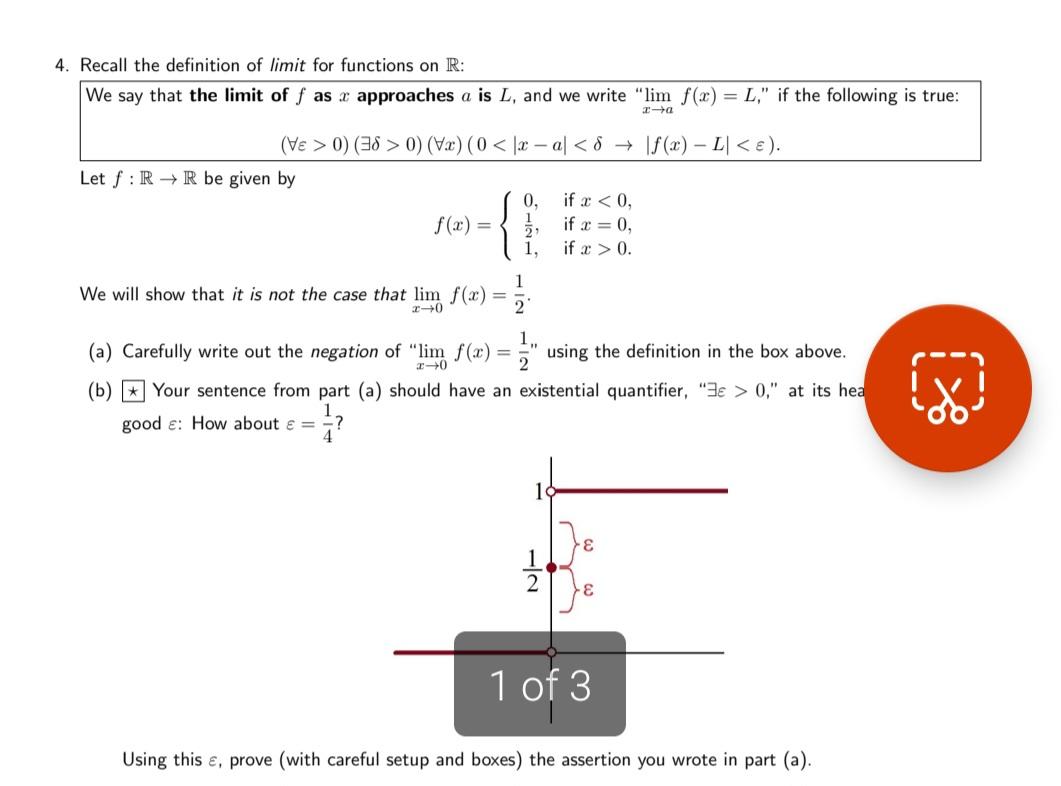 Solved Recall the definition of limit for functions on R : | Chegg.com