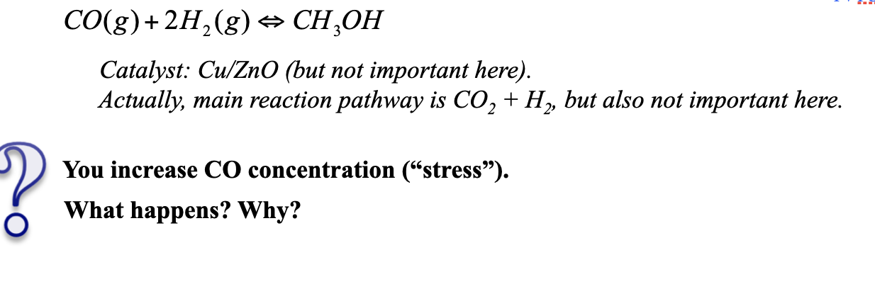 Solved CO(g)+2H2(g)⇔CH3OH Catalyst: Cu/ZnO (but not | Chegg.com