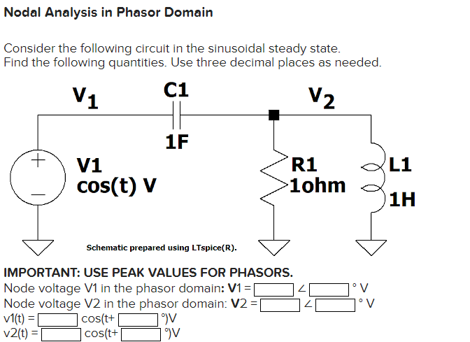 Solved Nodal Analysis in Phasor Domain Consider the | Chegg.com