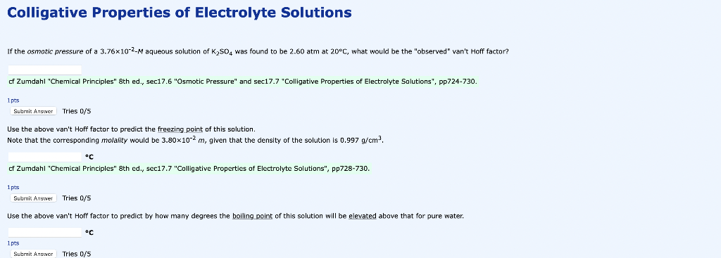 Solved Colligative Properties of Electrolyte Solutions If | Chegg.com