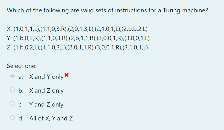 Solved Which of the following are valid sets of instructions | Chegg.com