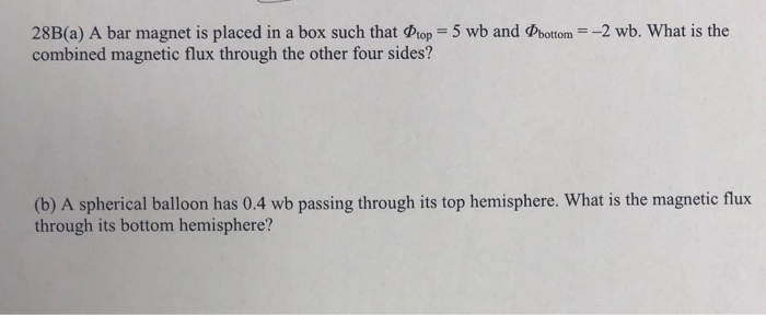 Solved 28B(a) A bar magnet is placed in a box such that Pop | Chegg.com