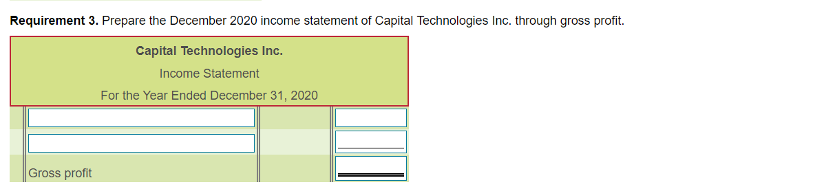 Solved Capital Technologies Inc. began 2020 with inventory | Chegg.com