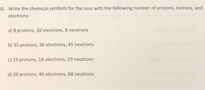 Solved ) Write the chemical symbols for the ions with the | Chegg.com