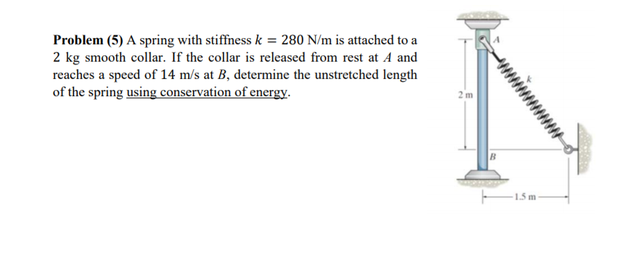 Solved Problem (5) A spring with stiffness k = 280 N/m is | Chegg.com