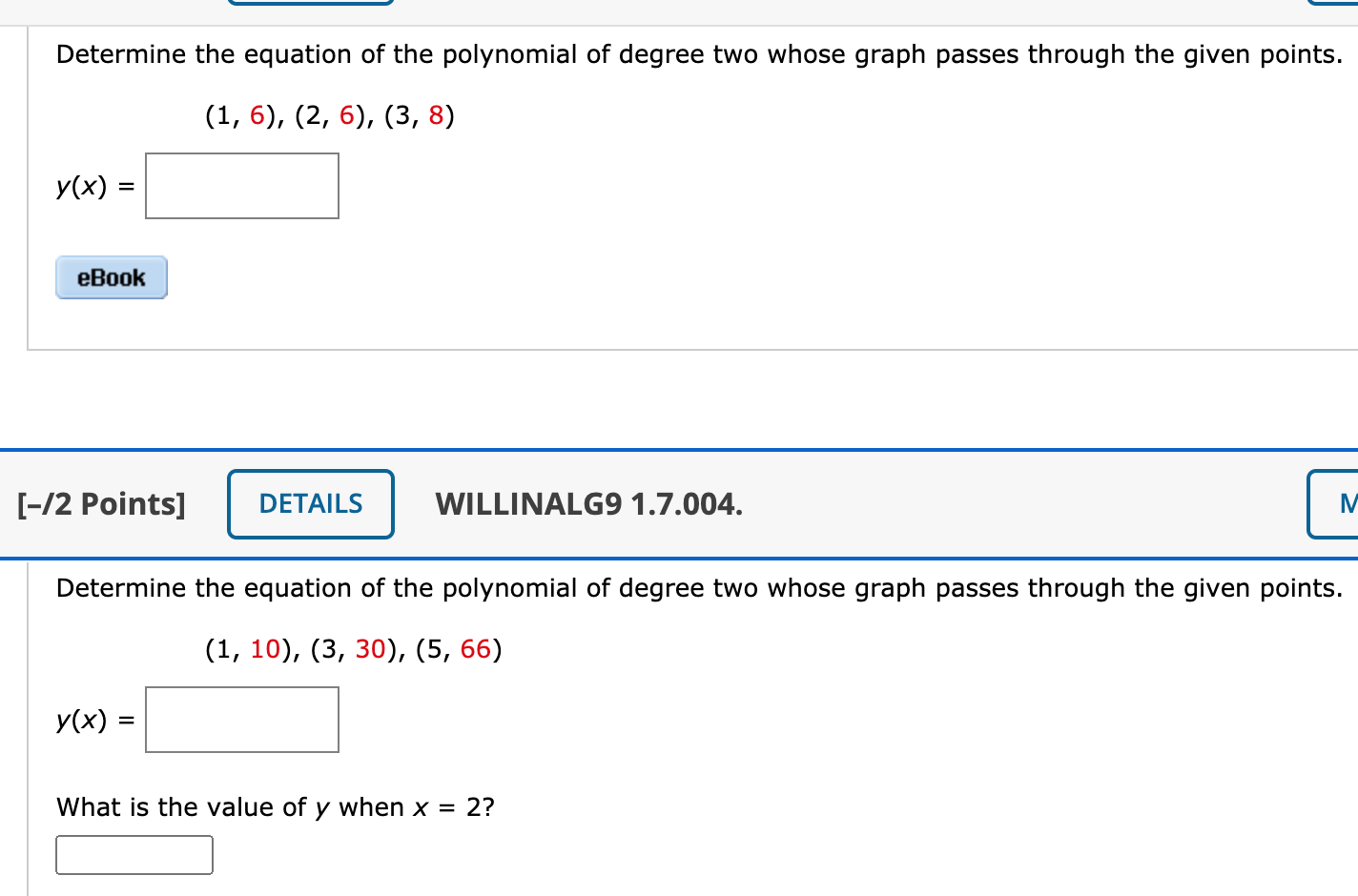Solved Determine the equation of the polynomial of degree | Chegg.com