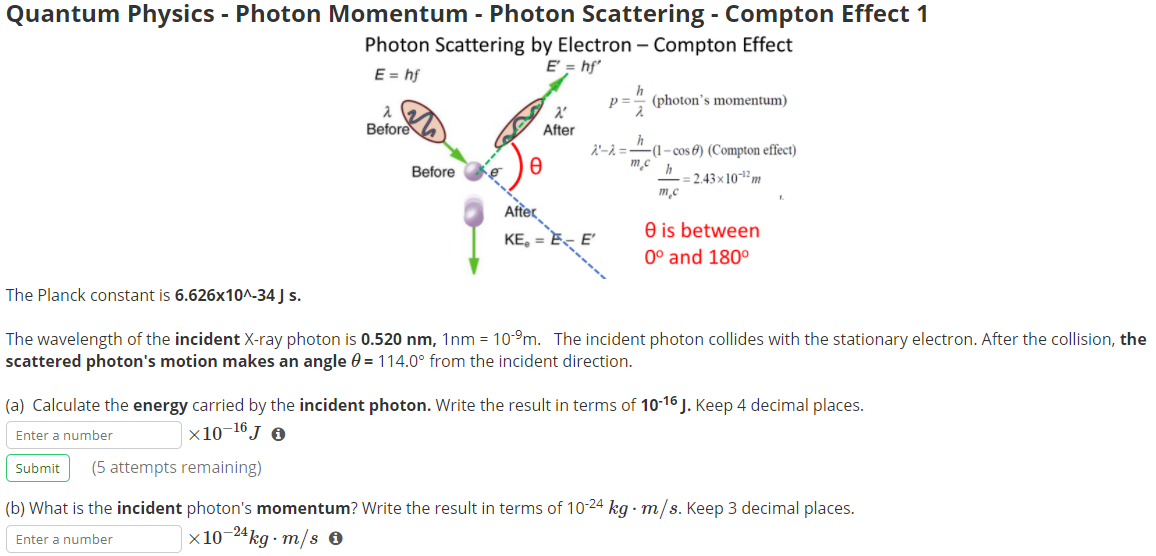 Solved Quantum Physics - Photon Momentum - Photon Scattering | Chegg.com