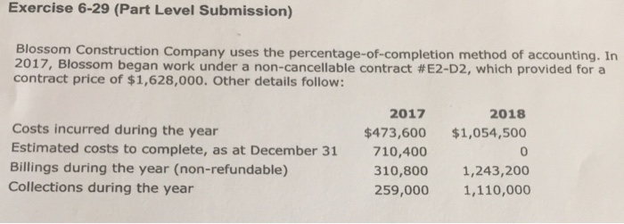 Solved Exercise 6-29 (Part Level Submission) Blossom | Chegg.com