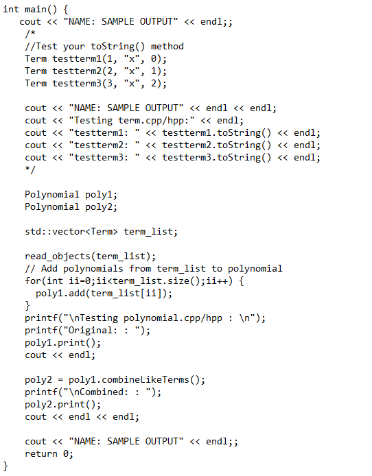Solved Project 2 - C++- Polynomials For this project you | Chegg.com