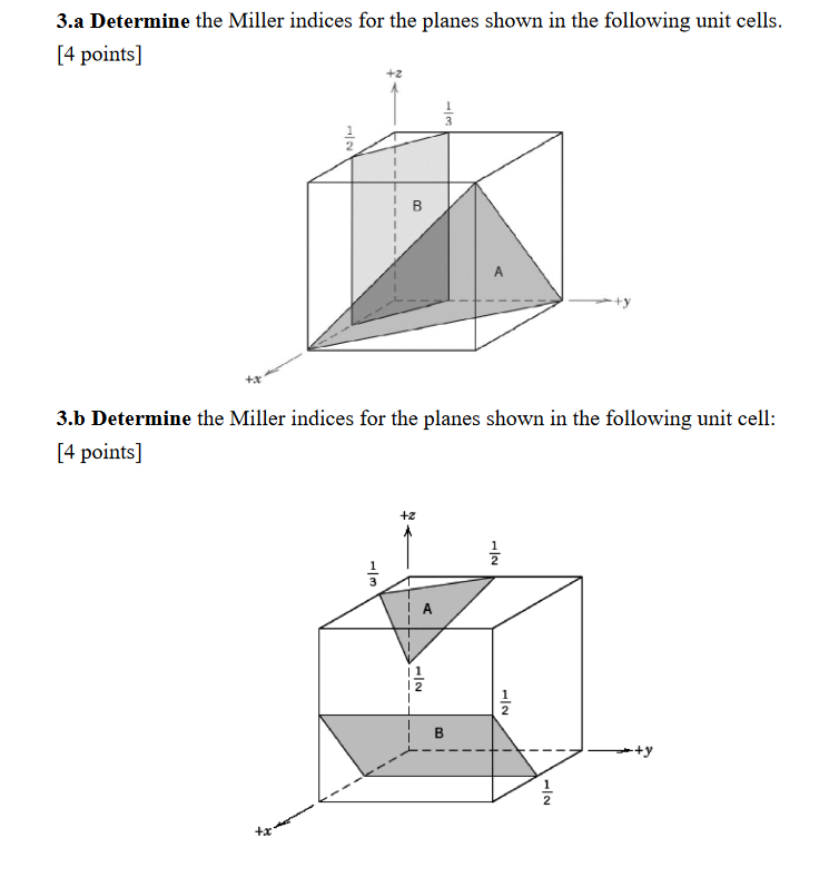 Solved 3.a Determine the Miller indices for the planes shown | Chegg.com