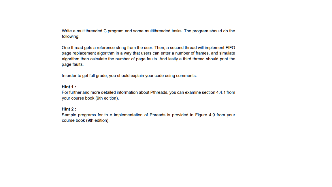 Write A Multithreaded C Program And Some 