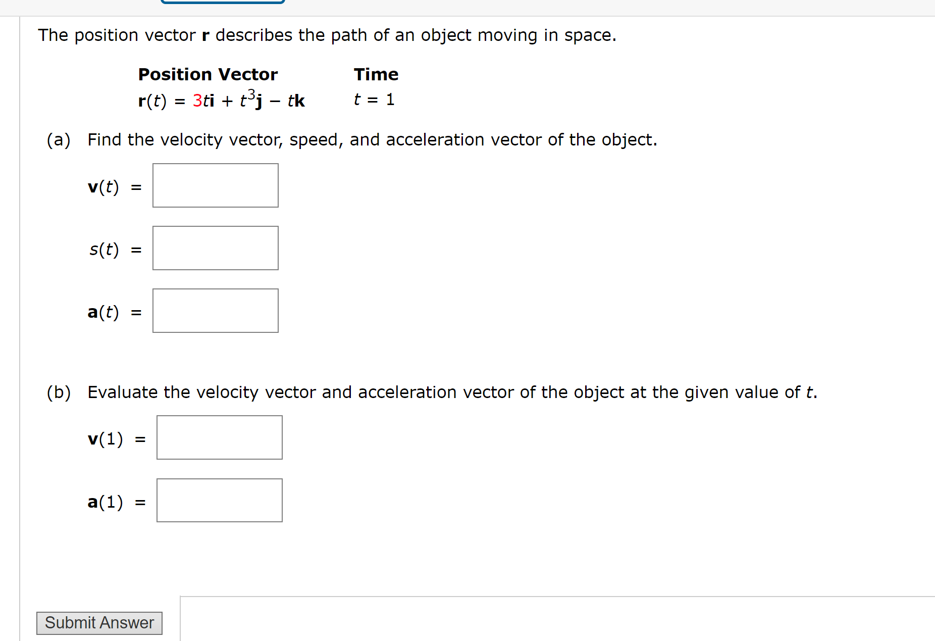 Solved The position vector r describes the path of an object | Chegg.com