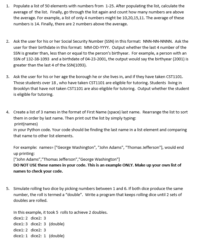 Solved 1. Populate a list of 50 elements with numbers from | Chegg.com