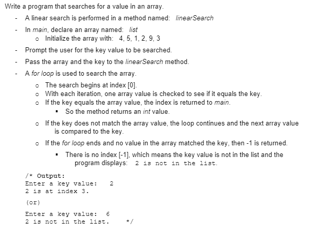 Solved . Write a program that searches for a value in an | Chegg.com