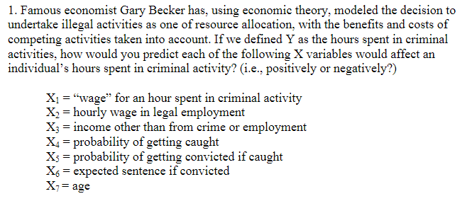 Solved 1. Famous economist Gary Becker has, using economic | Chegg.com