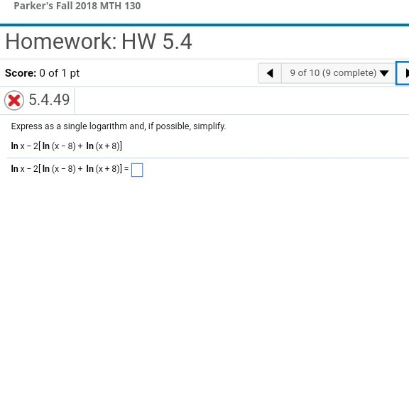 Solved Parker's Fall 2018 MTH 130 Homework: HW 5.4 Score: 0 | Chegg.com