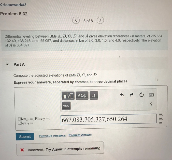 Solved Homework#3 Problem 5.32 Differential leveling between | Chegg.com