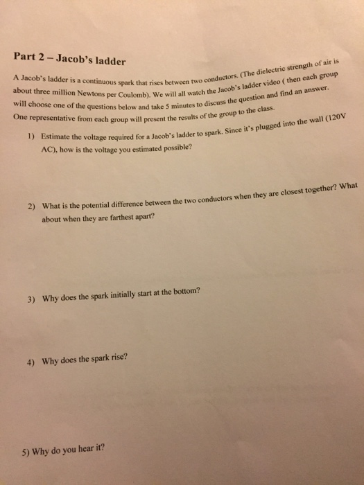Solved Part 2 - Jacob's ladder A Jacob's ladder is a | Chegg.com