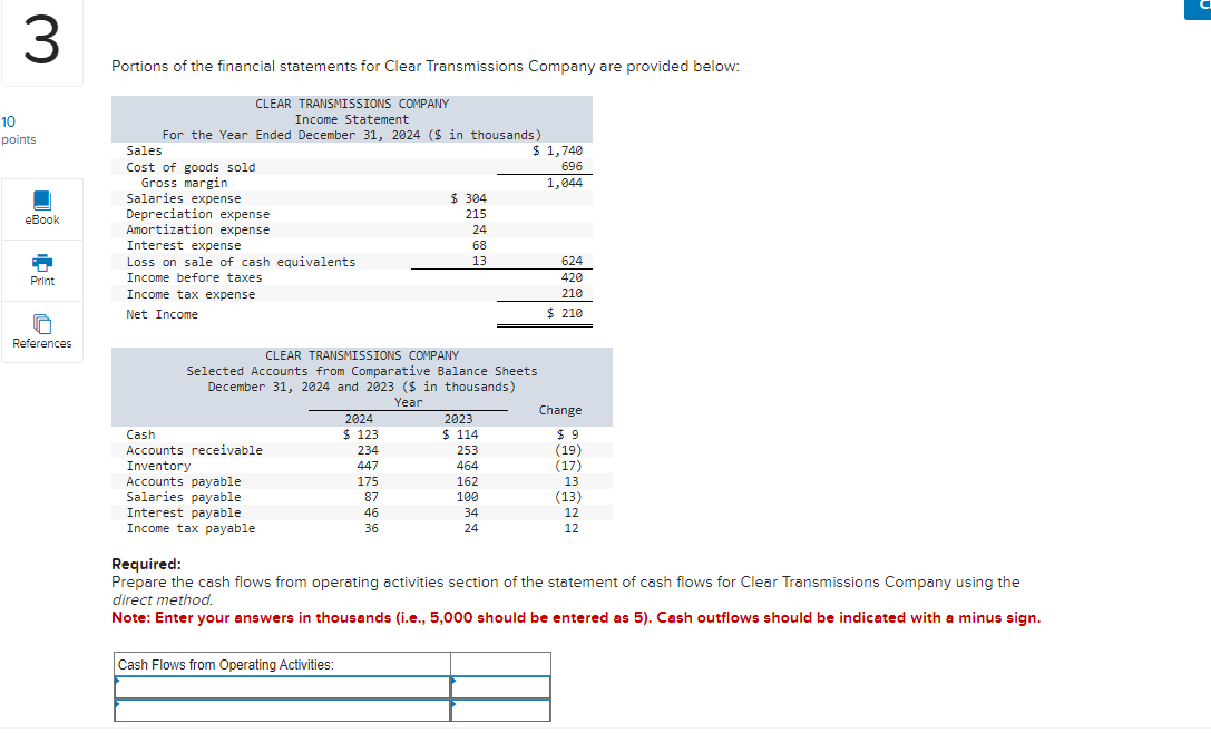 Solved Portions of the financial statements for Clear | Chegg.com