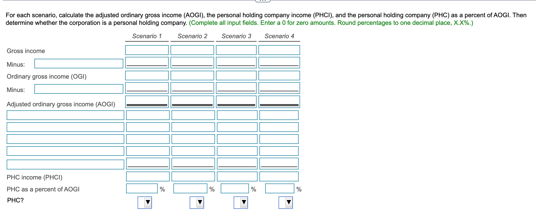 For each scenario, calculate the adjusted ordinary | Chegg.com