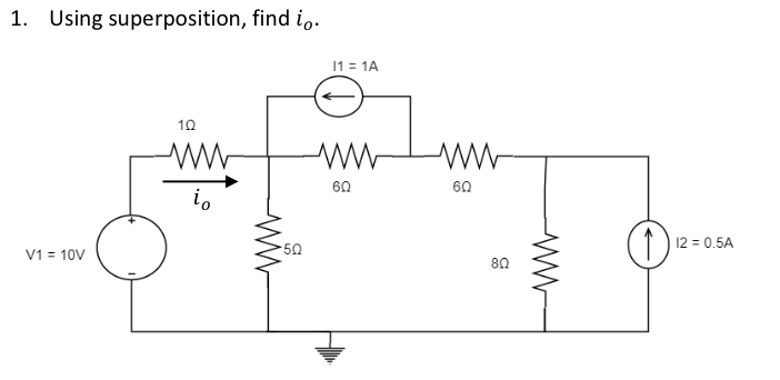 Solved 1. Using superposition, find io. | Chegg.com