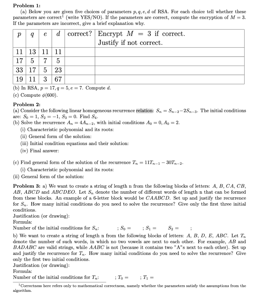 Solved Problem 1: (a) Below you are given five choices of | Chegg.com