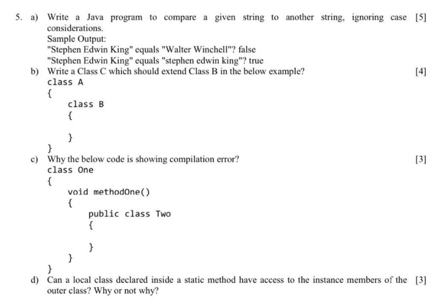 Solved 5 A Write A Java Program To Compare A Given String Chegg