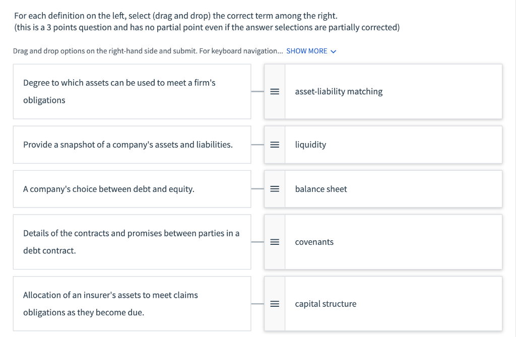 Solved For each definition on the left, select (drag and | Chegg.com