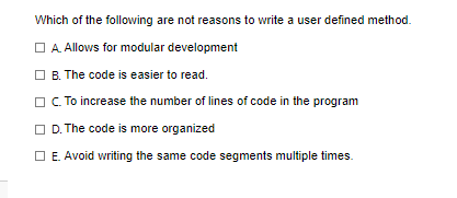 Solved Which of the following are not reasons to write a | Chegg.com