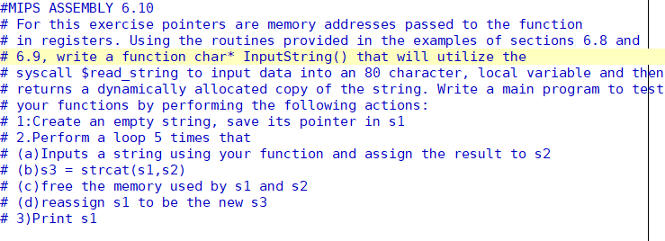 \#MIPS ASSEMBLY 6.10 \# For this exercise pointers | Chegg.com