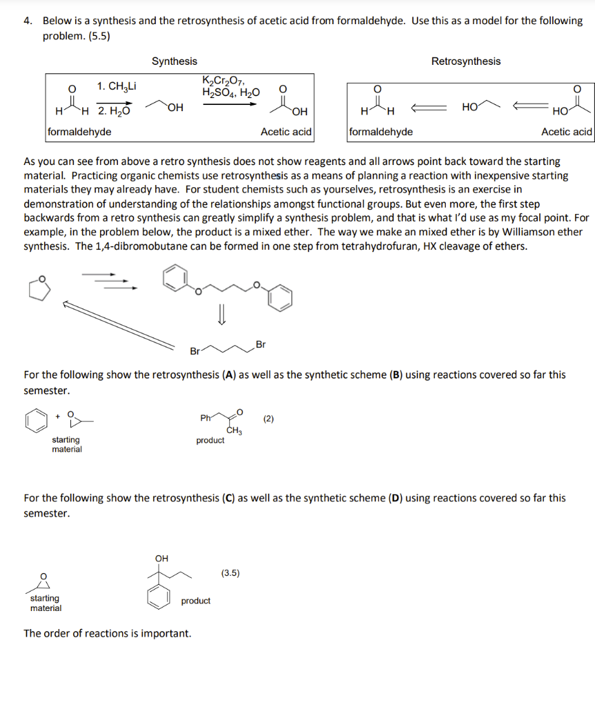 Solved 4. Below is a synthesis and the retrosynthesis of | Chegg.com
