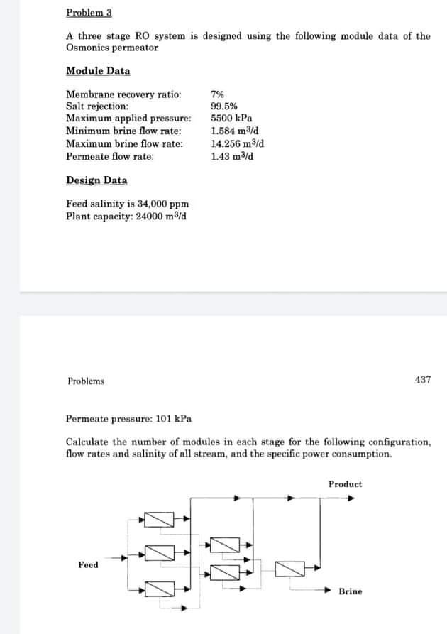 Solved Problem 3 A three stage RO system is designed using | Chegg.com