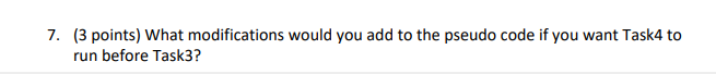 Solved Given the following four tasks: 1 Semaphore S=0; | Chegg.com