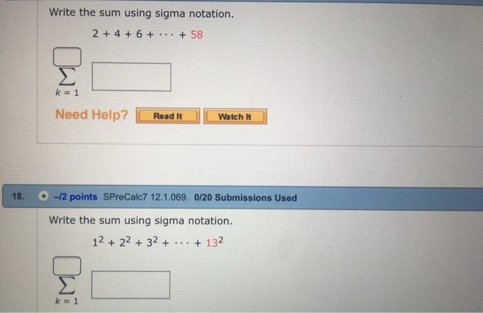 Solved Write The Sum Using Sigma Notation 2 4 6