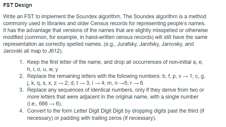 Solved FST Design Write an FST to implement the Soundex | Chegg.com