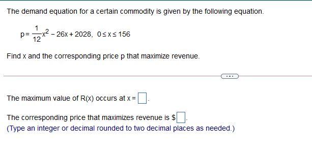 Solved The demand equation for a certain commodity is given | Chegg.com