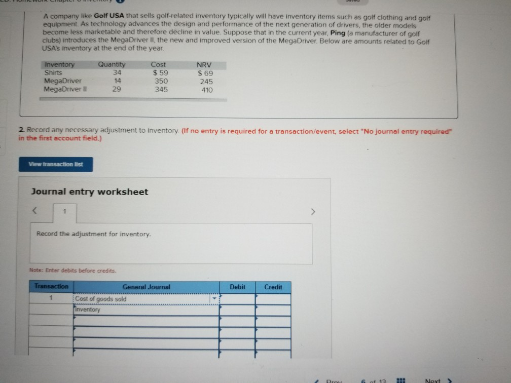 Solved A Company Like Golf Usa That Sells Golf Related