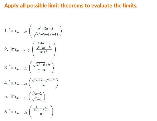 Solved Apply all possible limit theorems to evaluate the | Chegg.com