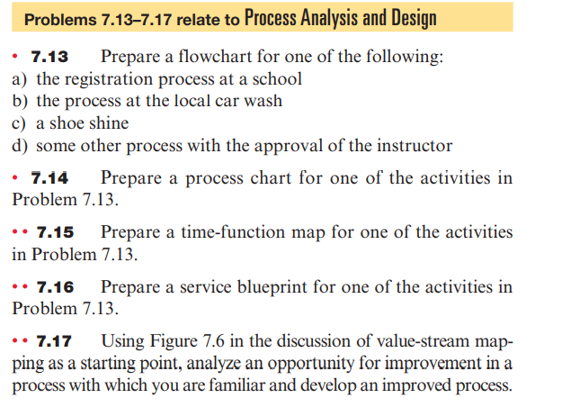 Solved Problems 7.13–7.17 relate to Process Analysis and | Chegg.com