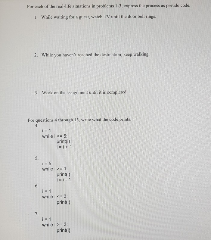 Solved For each of the real-life situations in problems 1-3, | Chegg.com