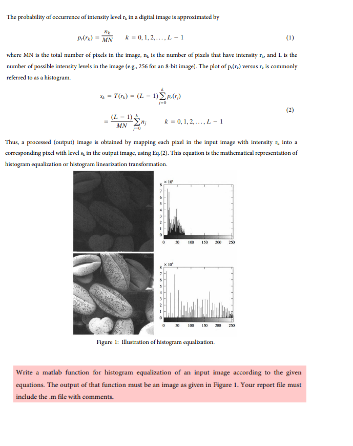 Solved The probability of occurrence of intensity level rk | Chegg.com