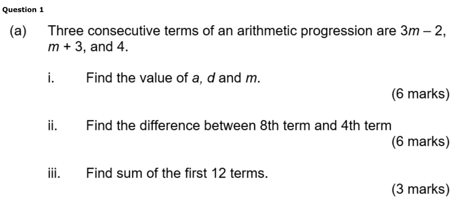 Solved (a) Three consecutive terms of an arithmetic | Chegg.com