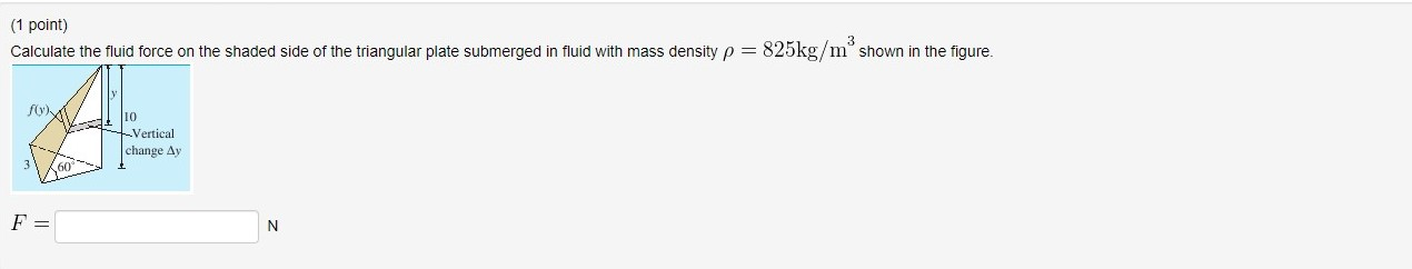 Solved (1 point) Calculate the fluid force on the shaded | Chegg.com